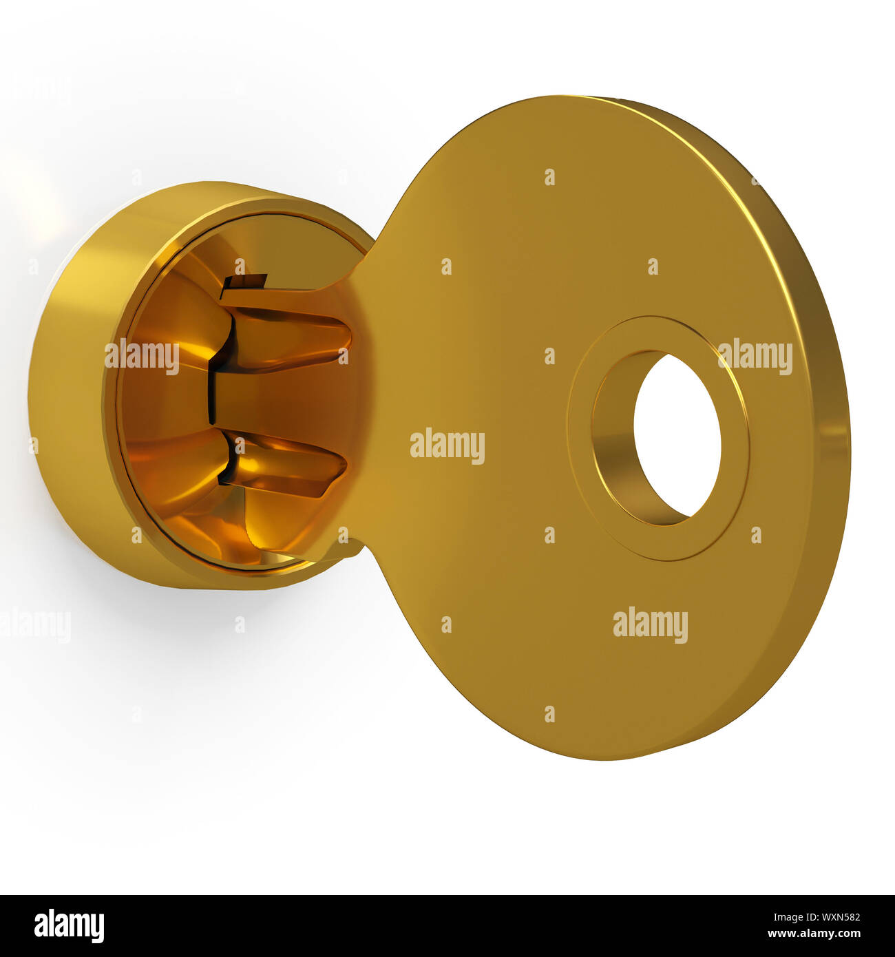 Brass Key In Lock Showing Security And Protection Stock Photo - Alamy