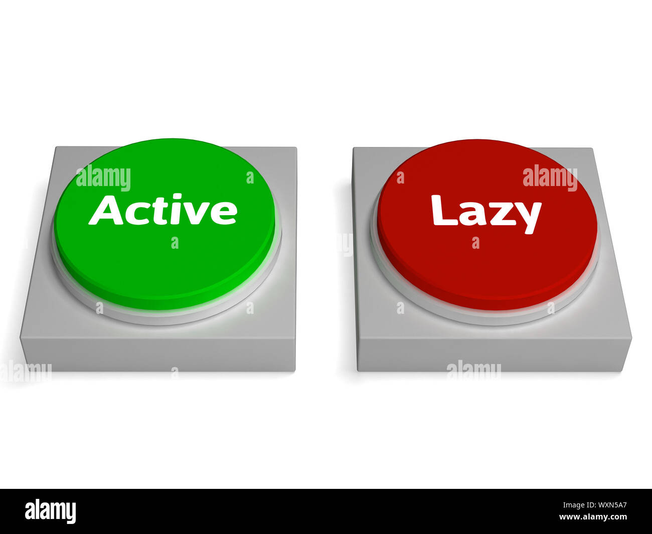 Active Lazy Buttons Showing Action Or Inaction Stock Photo - Alamy