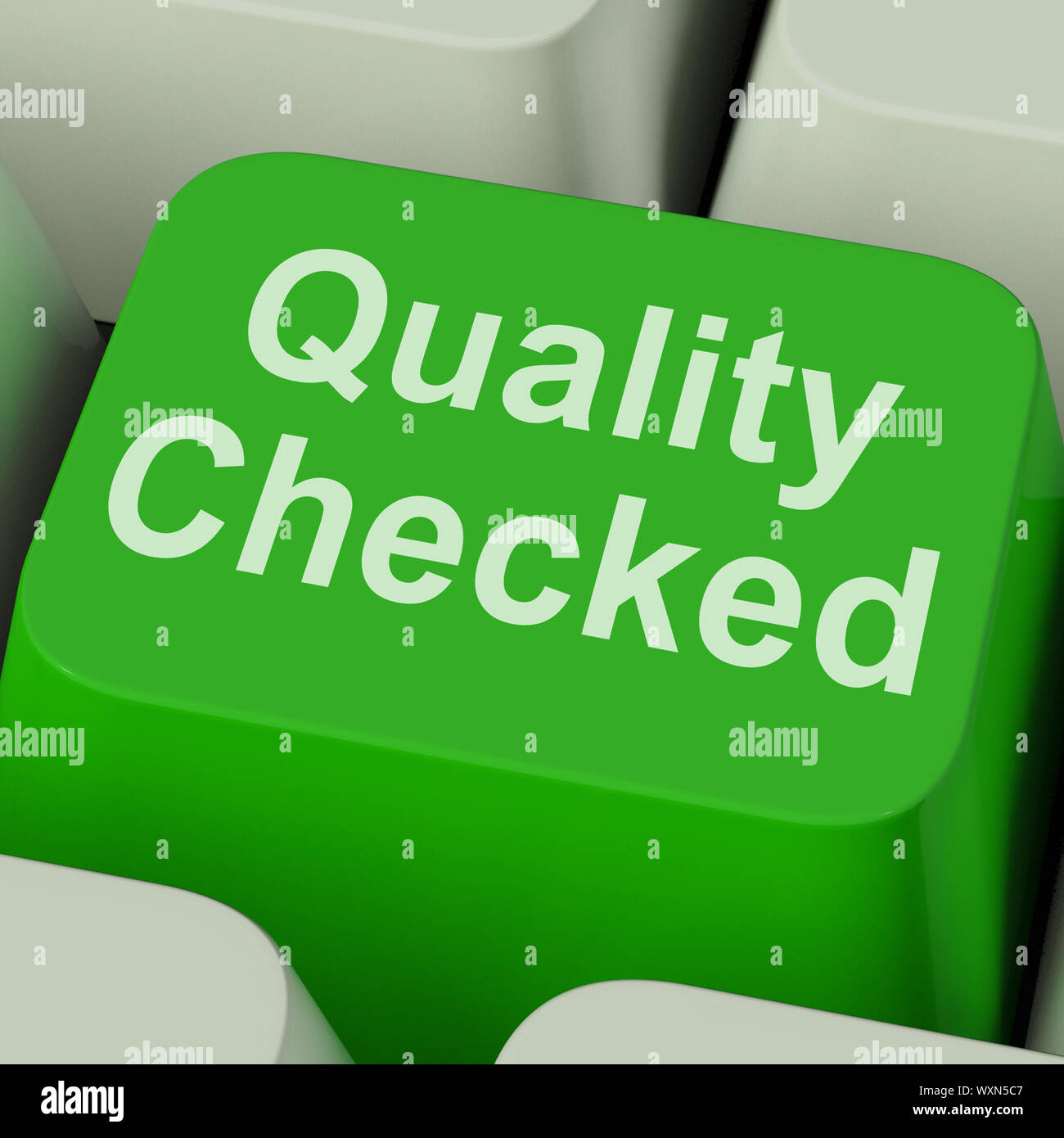 Quality Checked Key Showing Product Tested Ok Stock Photo - Alamy