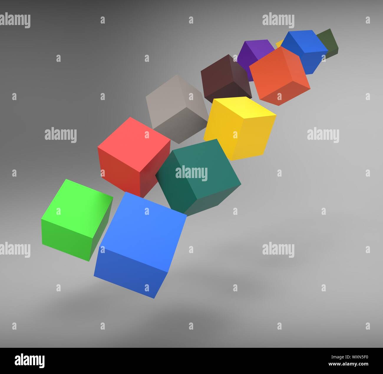 Blocks Falling Shows Action Ideas And Solutions Stock Photo - Alamy