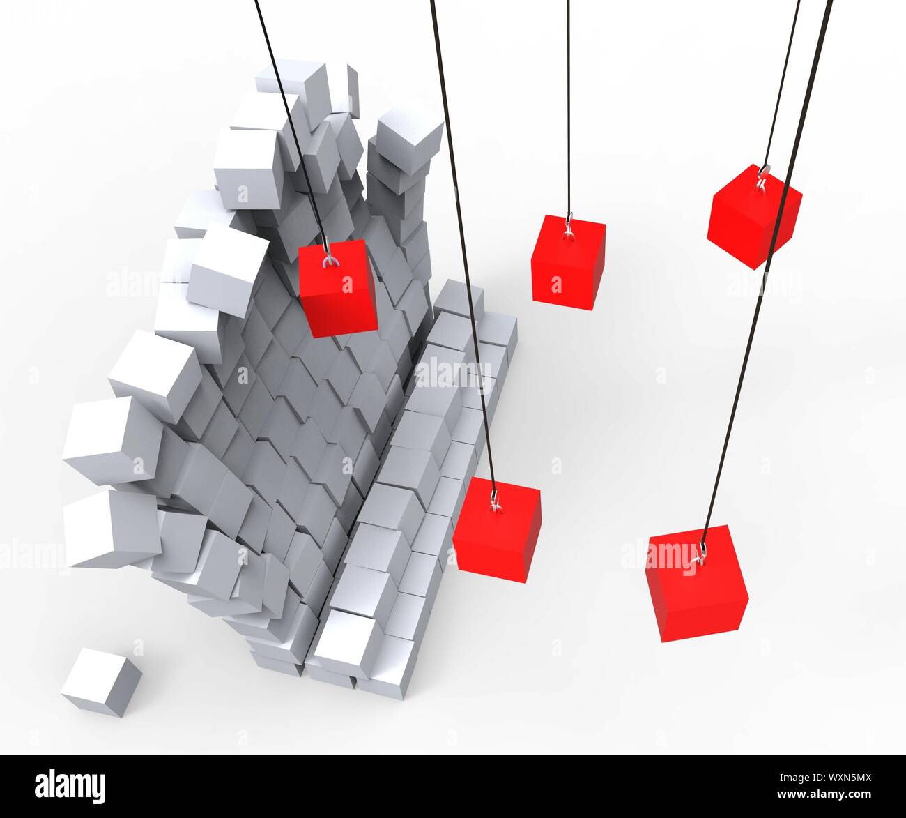 Wall Demolition Shows Devastation Knocking Down And Destruction Stock ...