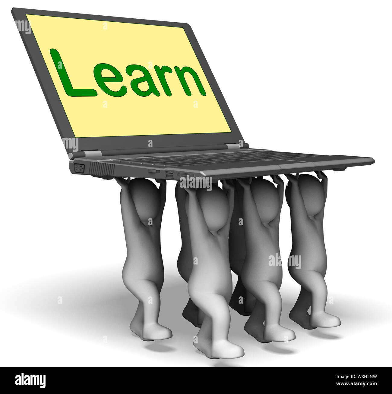 Learn Characters Laptop Showing Internet Learning Or Studying Stock ...