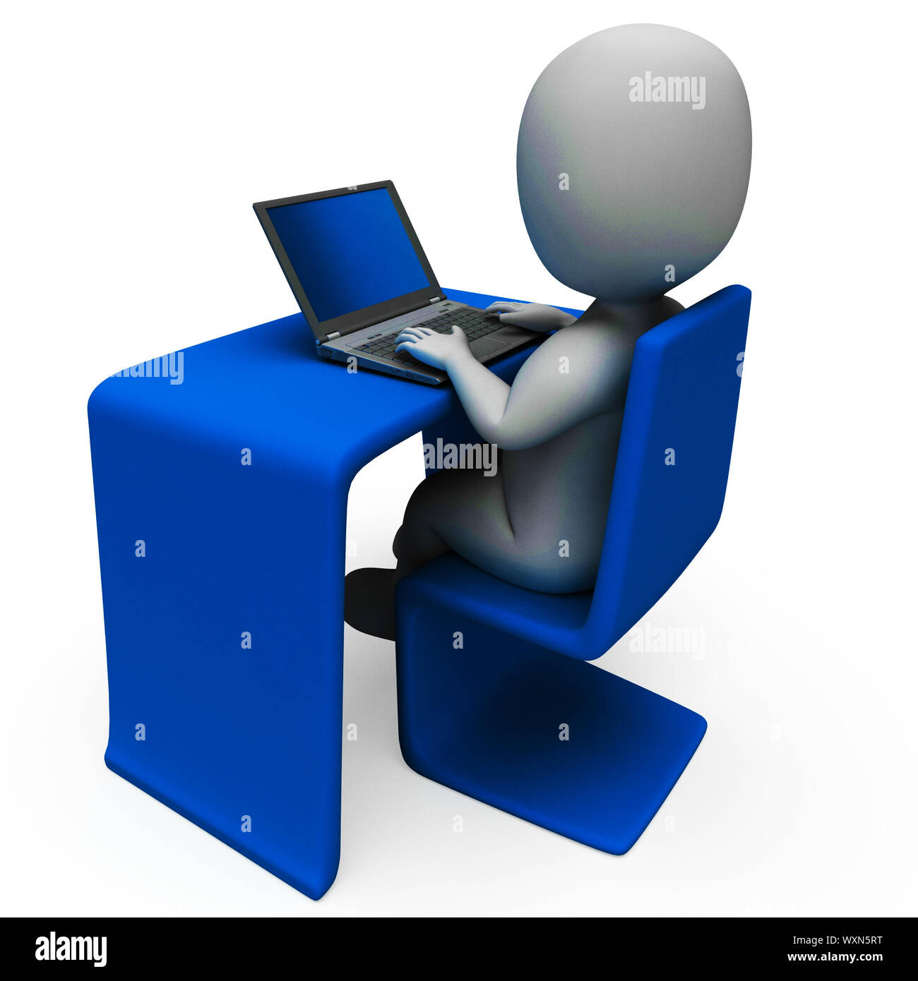 Office Worker And Computer Shows Typing And Technology Stock Photo - Alamy