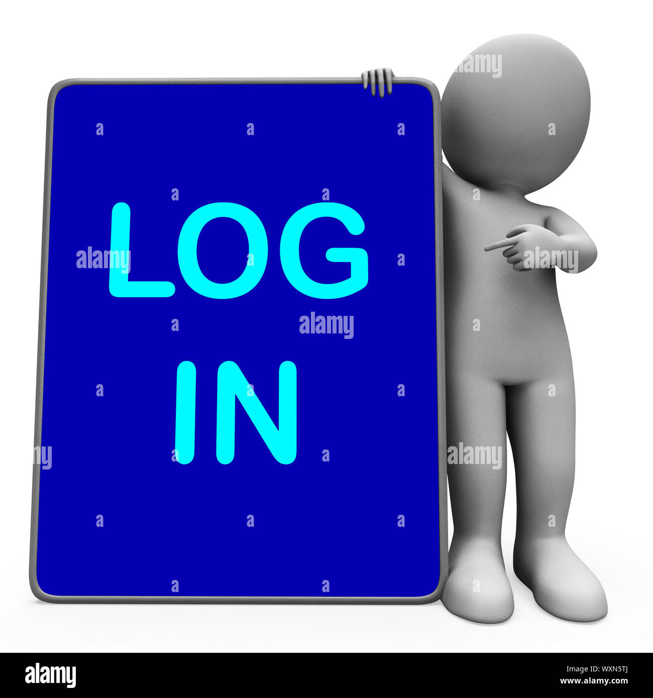 Log In Character Tablet Showing Signin Signing In Or Login Stock Photo ...