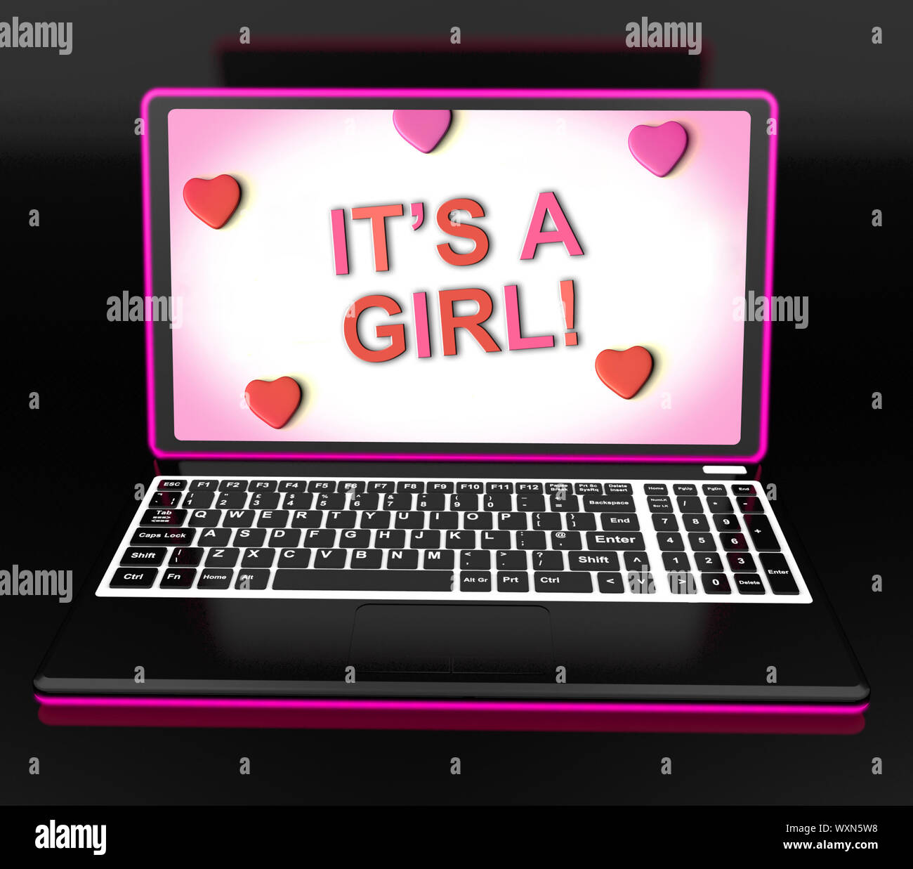 It's A Girl Message Online Showing Newborn Female Baby Stock Photo - Alamy