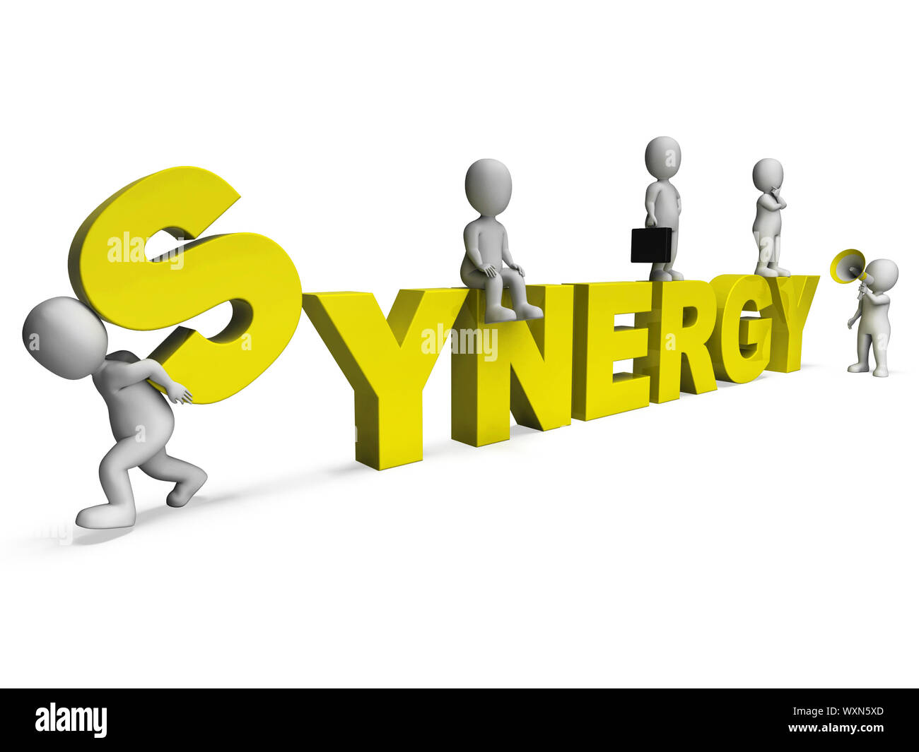 Synergy Characters Showing Teamwork Collaboration Team Work Stock Photo ...