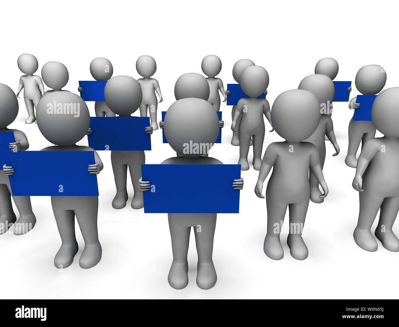 Characters Holding Signs Showing Talking Communication Or Discussion ...