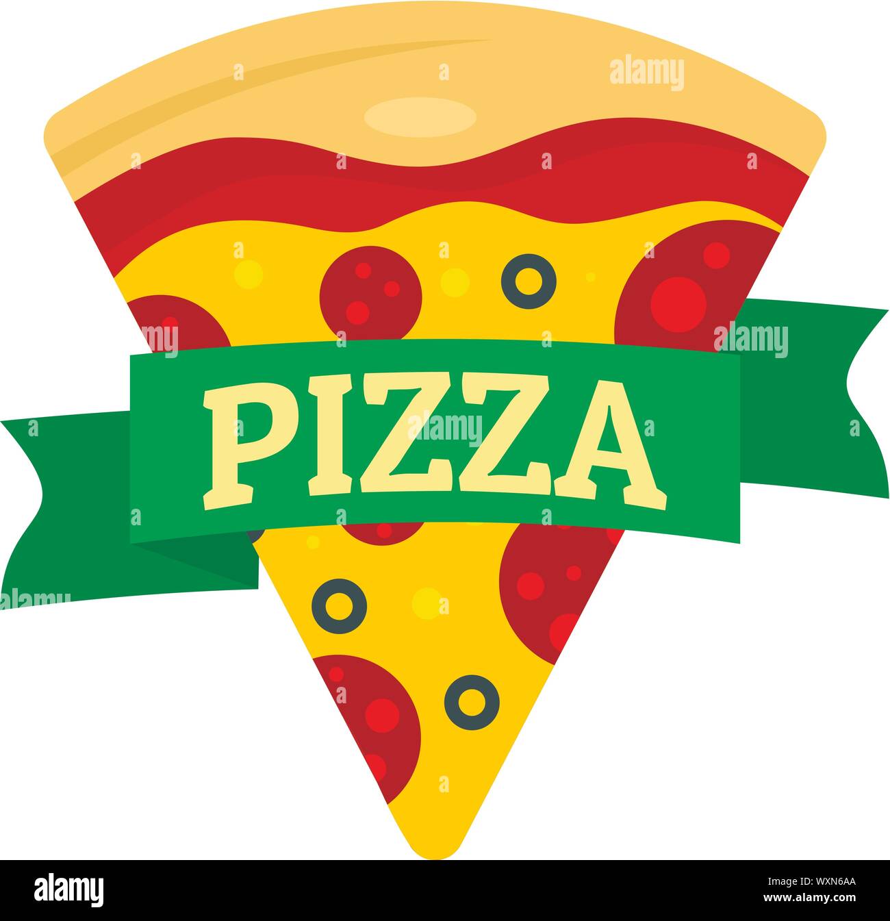 Pizza slice logo. Flat illustration of pizza slice vector logo for web ...