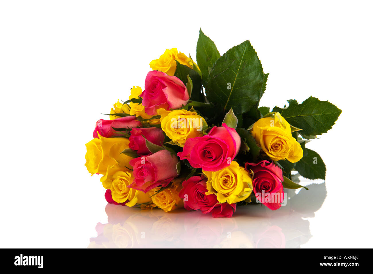 Colorful bouquet roses isolated over white background Stock Photo - Alamy