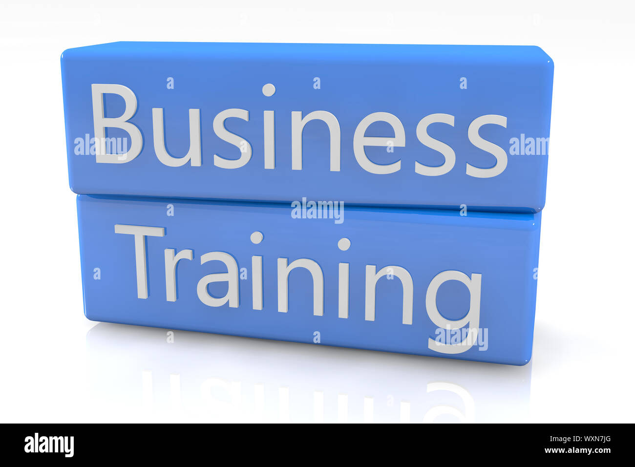 Blue box concept: Business Training on white background Stock Photo - Alamy