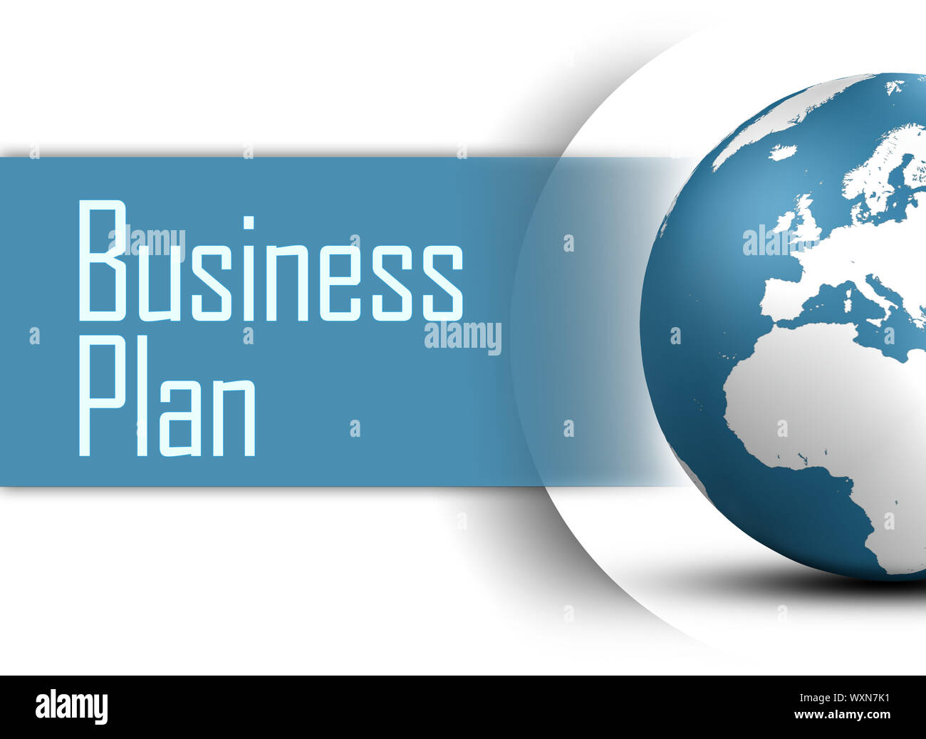 Business Plan concept with globe on white background Stock Photo - Alamy
