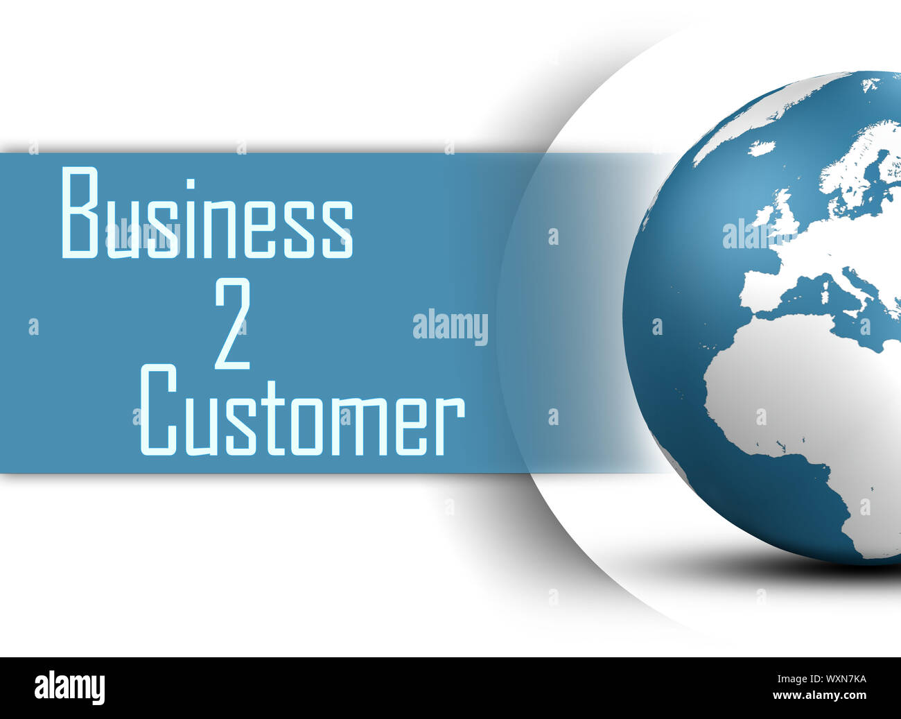 Business to Customer concept with globe on white background Stock Photo ...