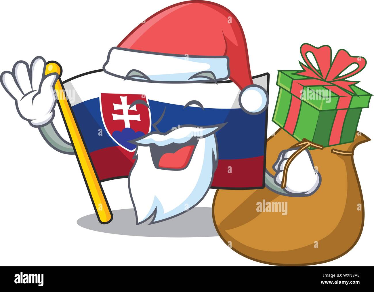 Santa with gift flag slovakia folded the cartoon drawer Stock Vector ...