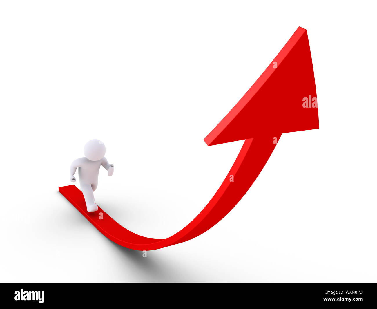 3d businessman is running on an arrow Stock Photo - Alamy