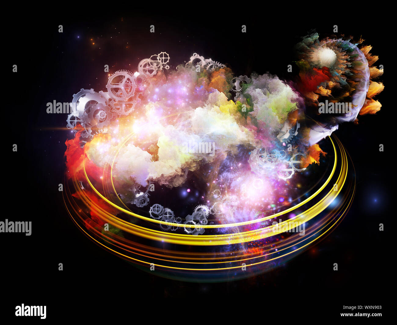 Backdrop composed of decorative shapes and fractal elements and ...