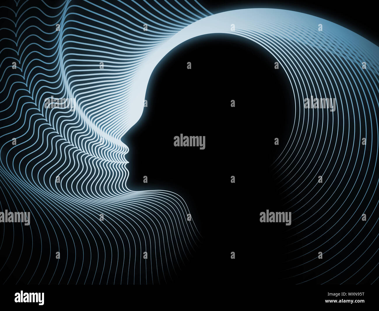 Geometry of Soul series. Arrangement of profile lines of human head on ...