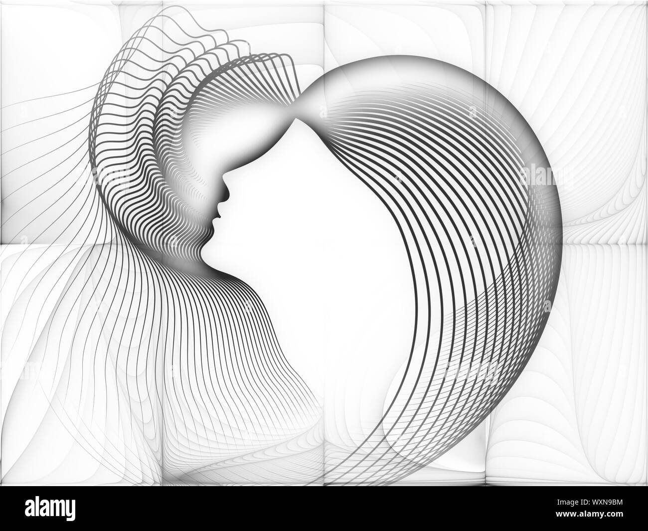 Geometry of Soul series. Abstract design made of profile lines of human ...