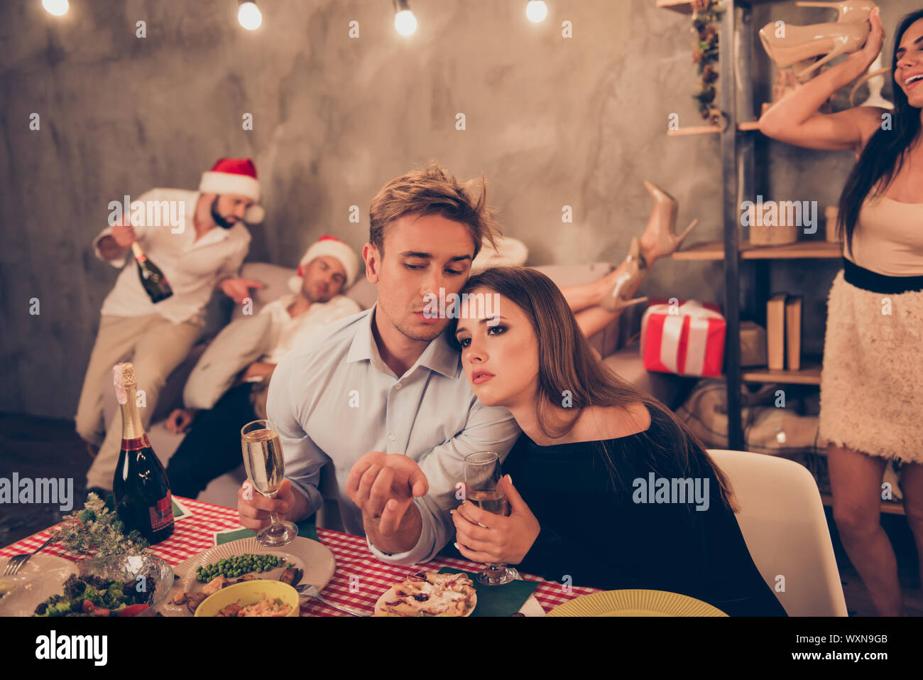 Two beautiful attractive stylish elegant exhausted minded people Stock ...