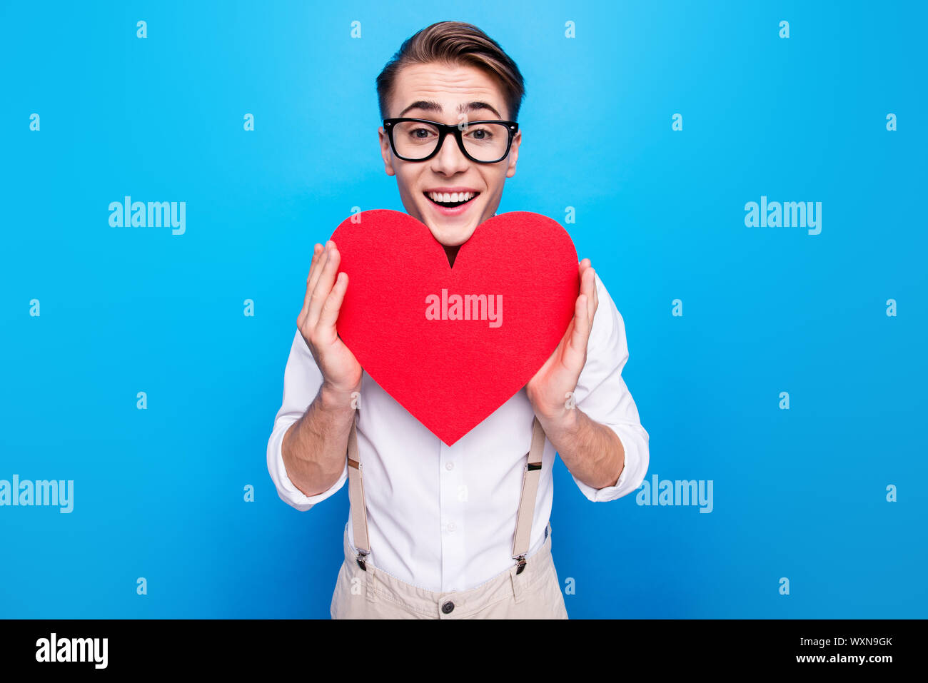 Portrait of funky crazy cheerful nice positive optimistic caucas Stock ...