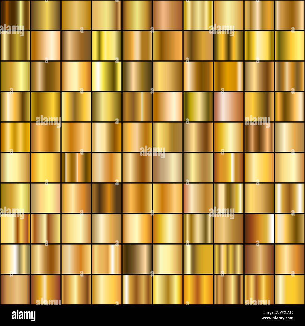 Set of Realistic gold gradients. Vector metal collection for border ...