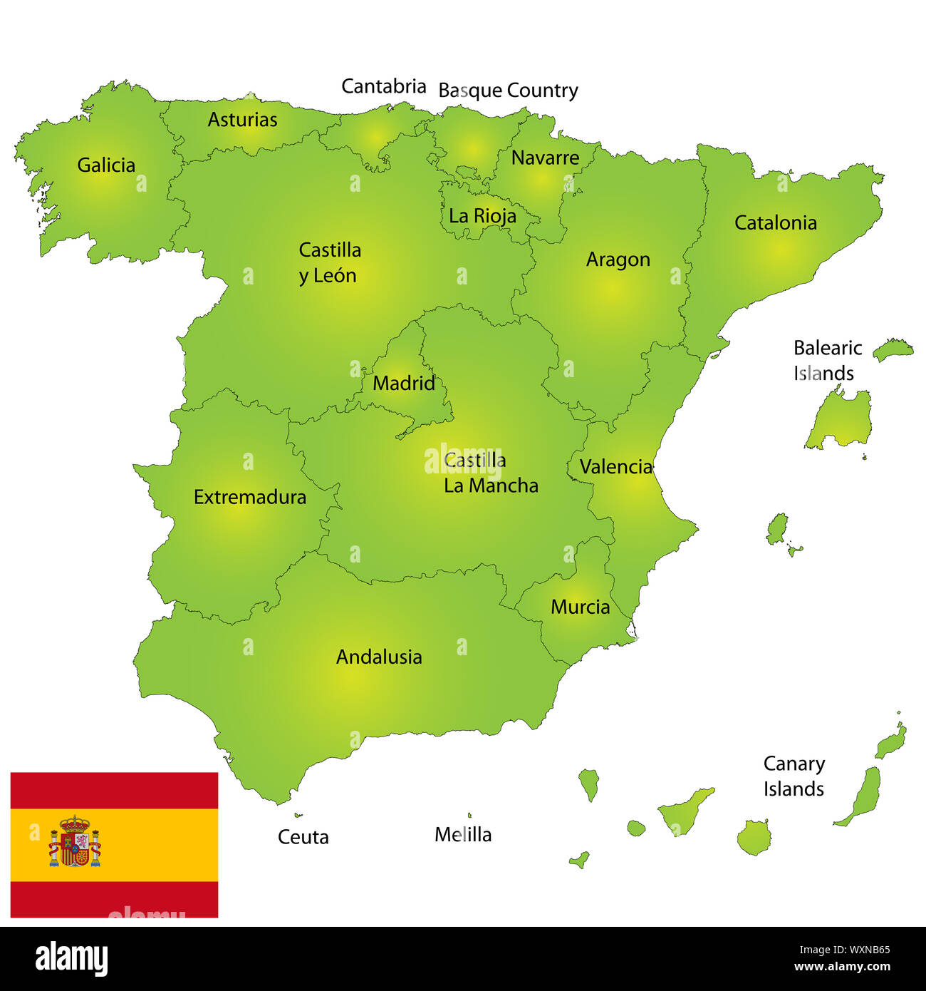 Spain detailed map hi-res stock photography and images - Alamy