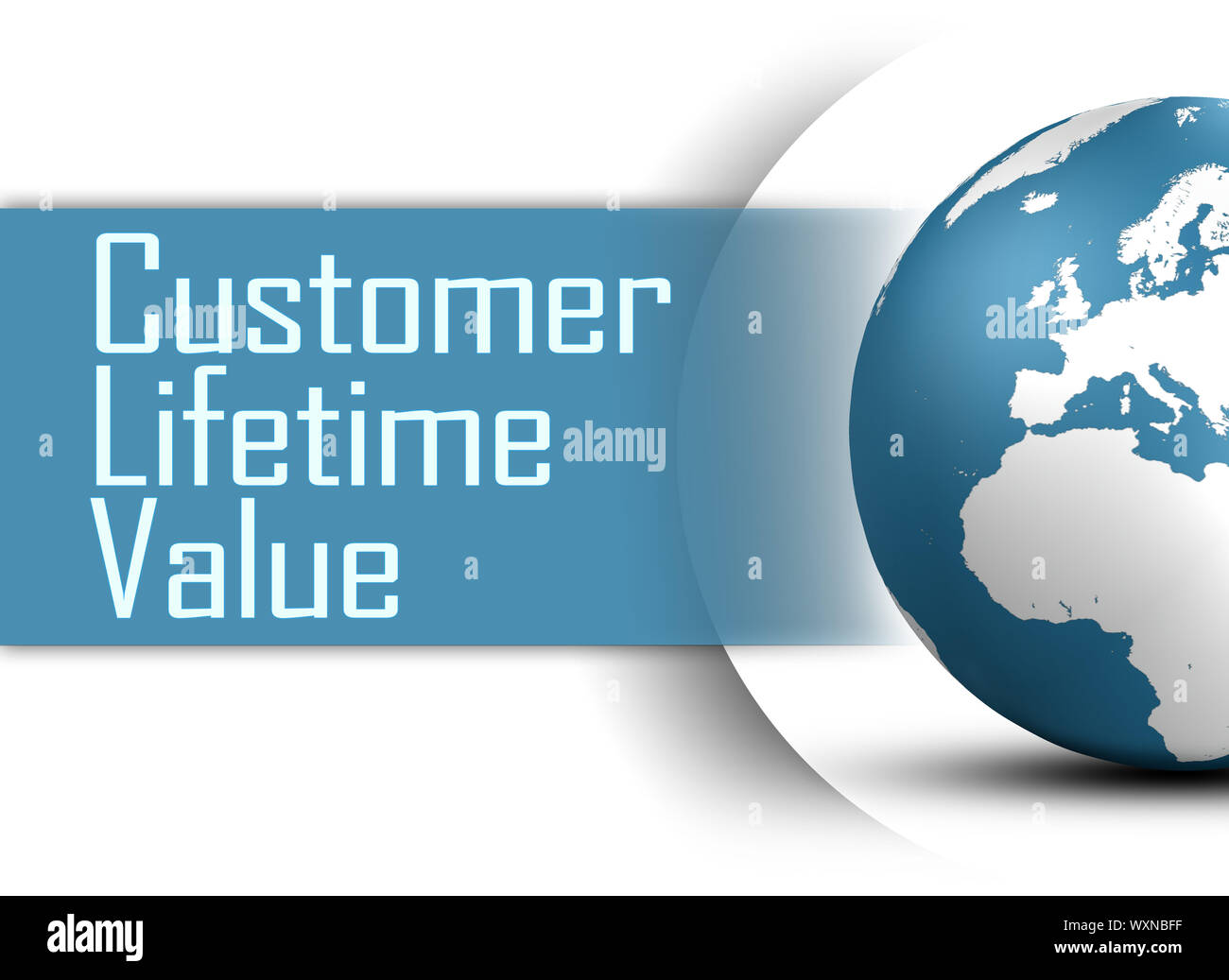 Customer Lifetime Value concept with globe on white background Stock ...