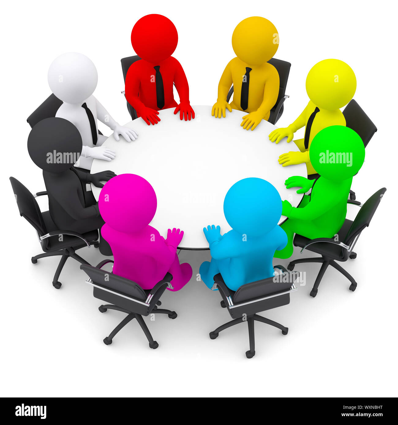 3d men sitting round table hi-res stock photography and images - Alamy