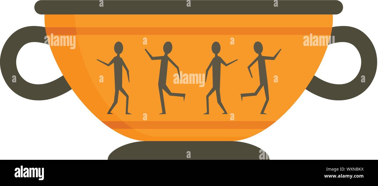 Greek ancient bowl icon. Flat illustration of greek ancient bowl vector ...