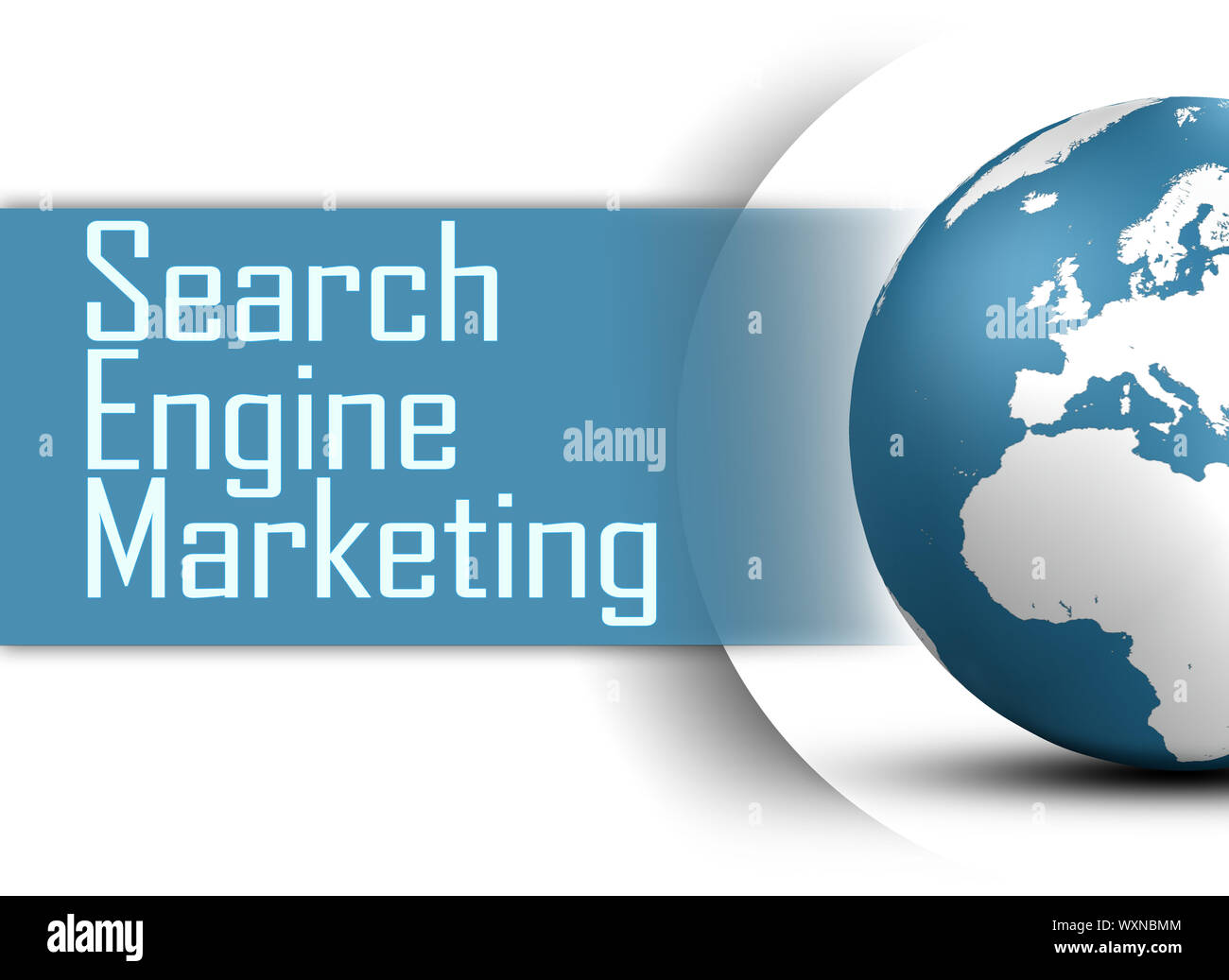 Search Engine Marketing concept with globe on white background Stock ...