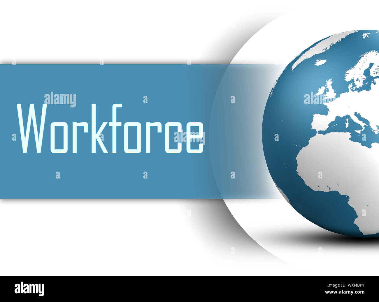 Workforce concept with globe on white background Stock Photo - Alamy