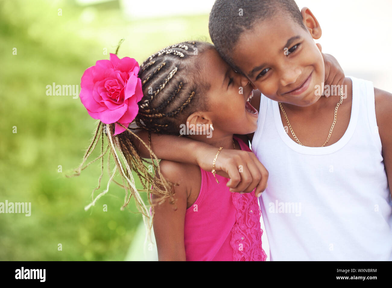 Portrait of happy children playing outdoors Stock Photo - Alamy