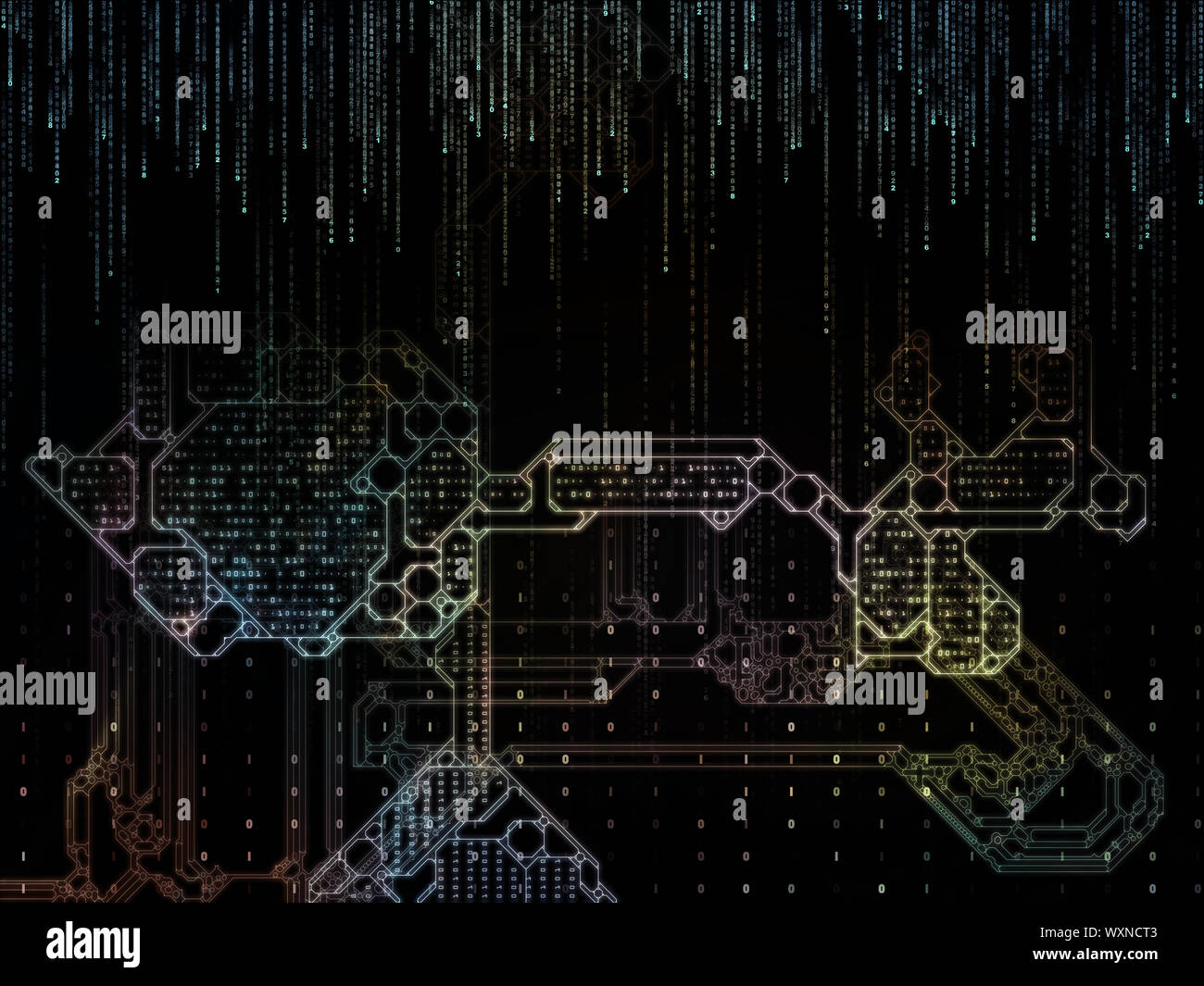 Encryption Key series. Composition of stylized key and number symbols ...