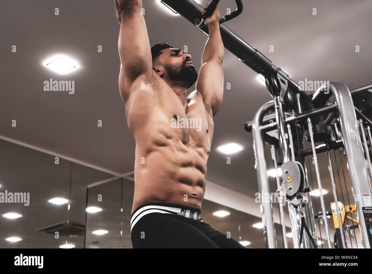 Male bodybuilder flexing his biceps hi-res stock photography and images ...