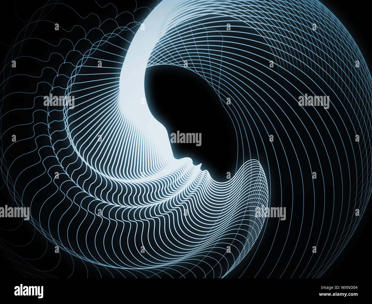 Geometry of Soul series. Arrangement of profile lines of human head on ...