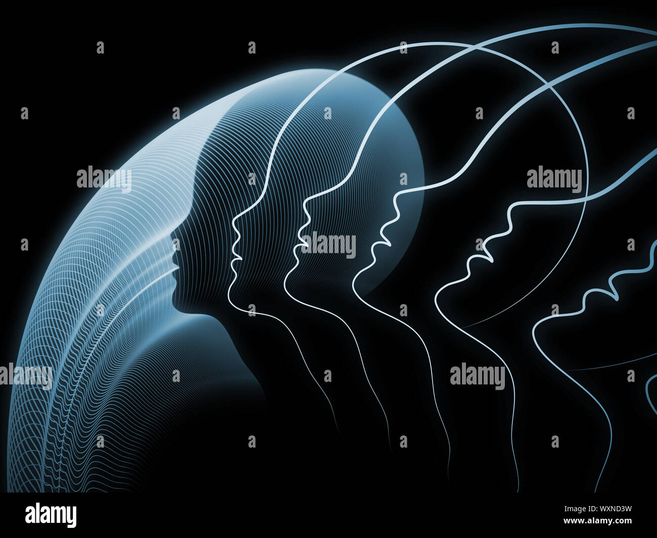 Geometry of Soul series. Abstract design made of profile lines of human ...
