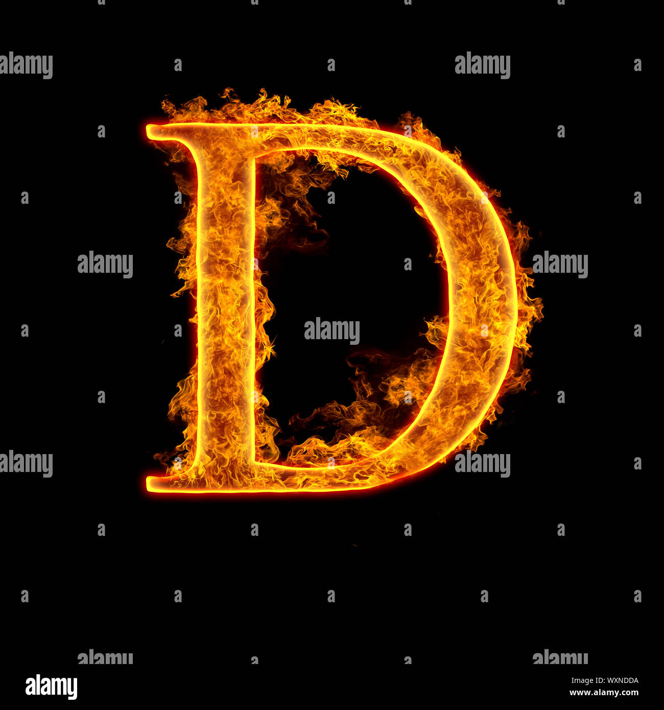 Fire alphabet letter D isolated on black background Stock Photo - Alamy