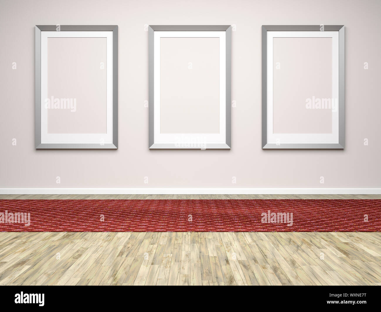 An image of three empty frames in a room Stock Photo - Alamy