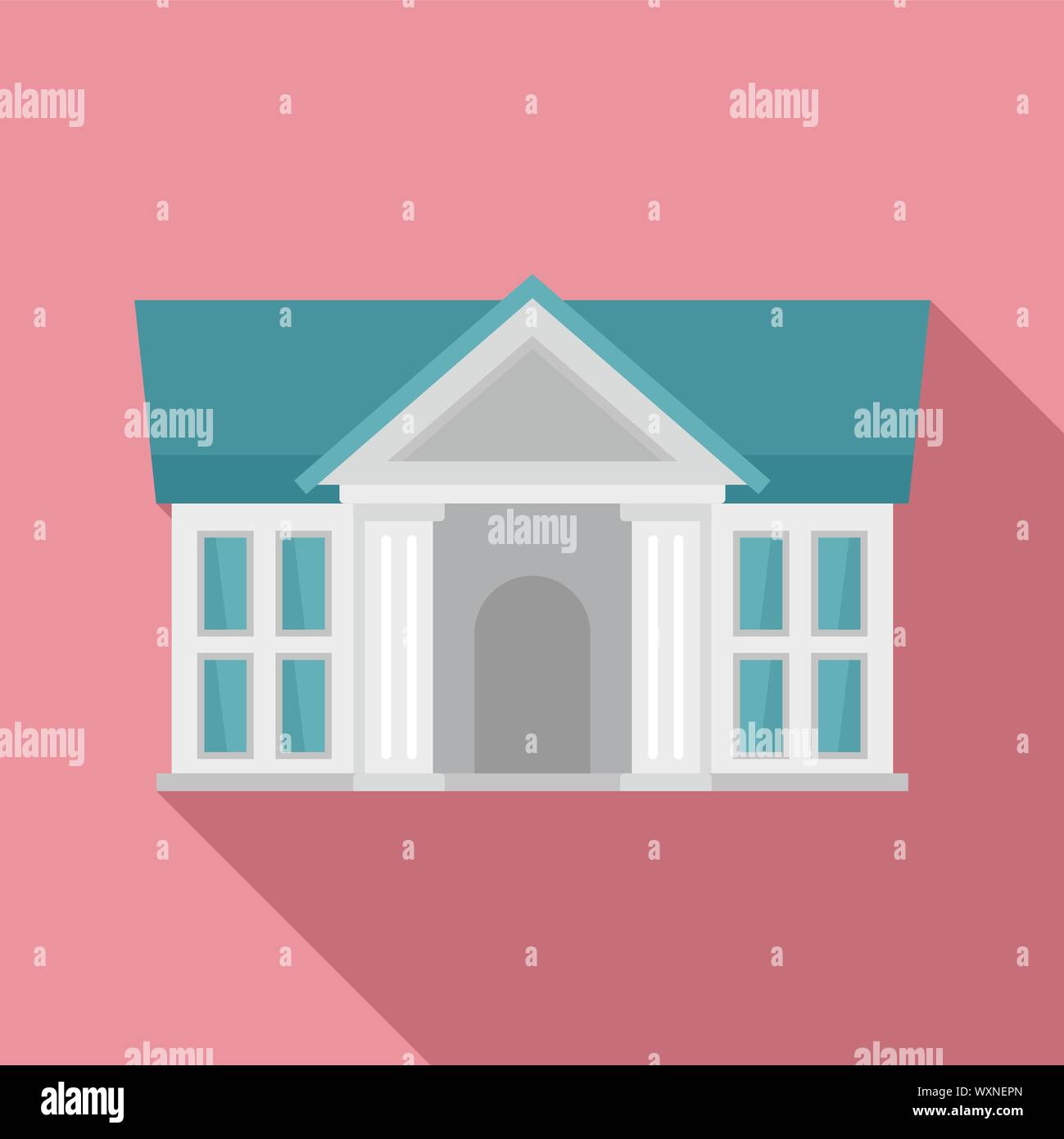 Justice court building icon. Flat illustration of justice court ...