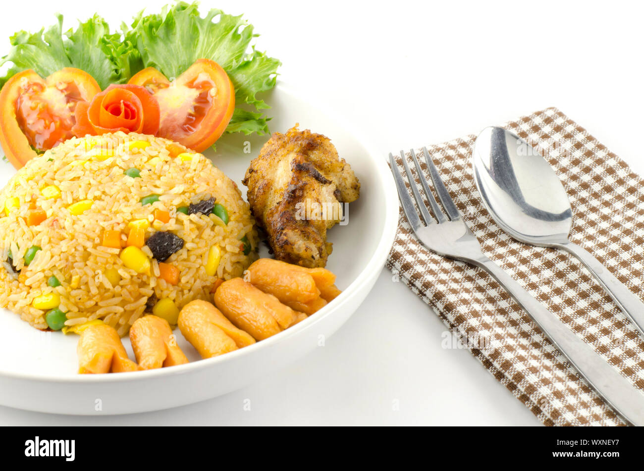 main food American fried rice isolated on white background Stock Photo ...