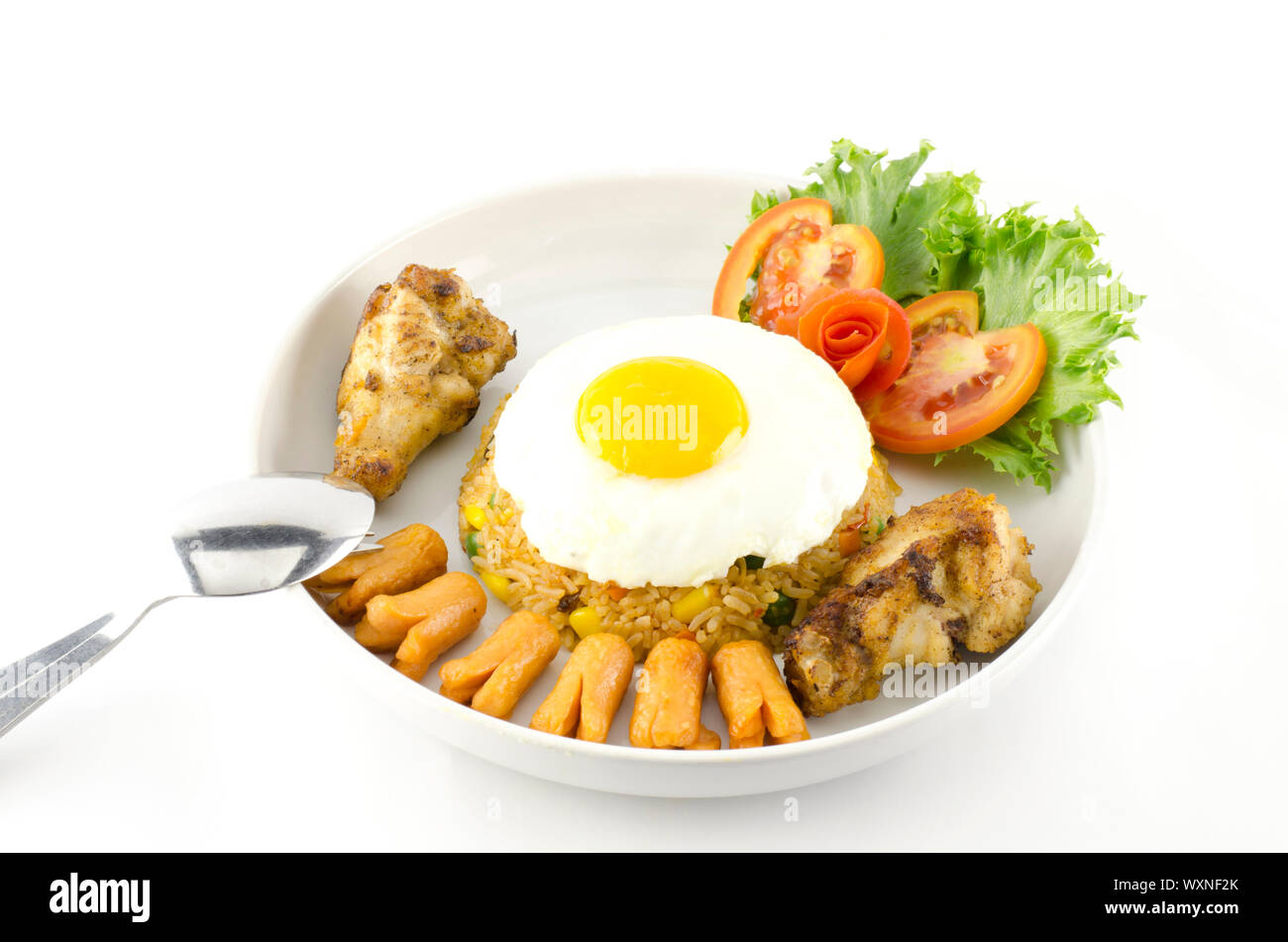 main food American fried rice isolated on white background Stock Photo ...