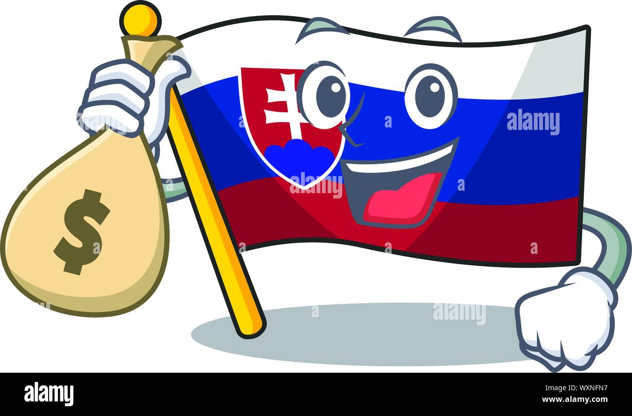 With money bag slovakia cartoon flag fluttering on pole Stock Vector ...
