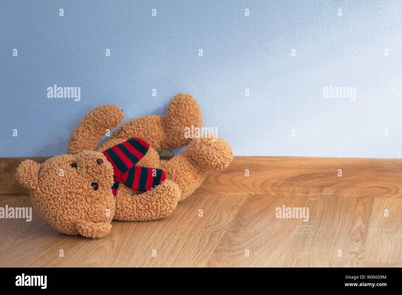 Single teddy bear on a floor in a child room Stock Photo - Alamy
