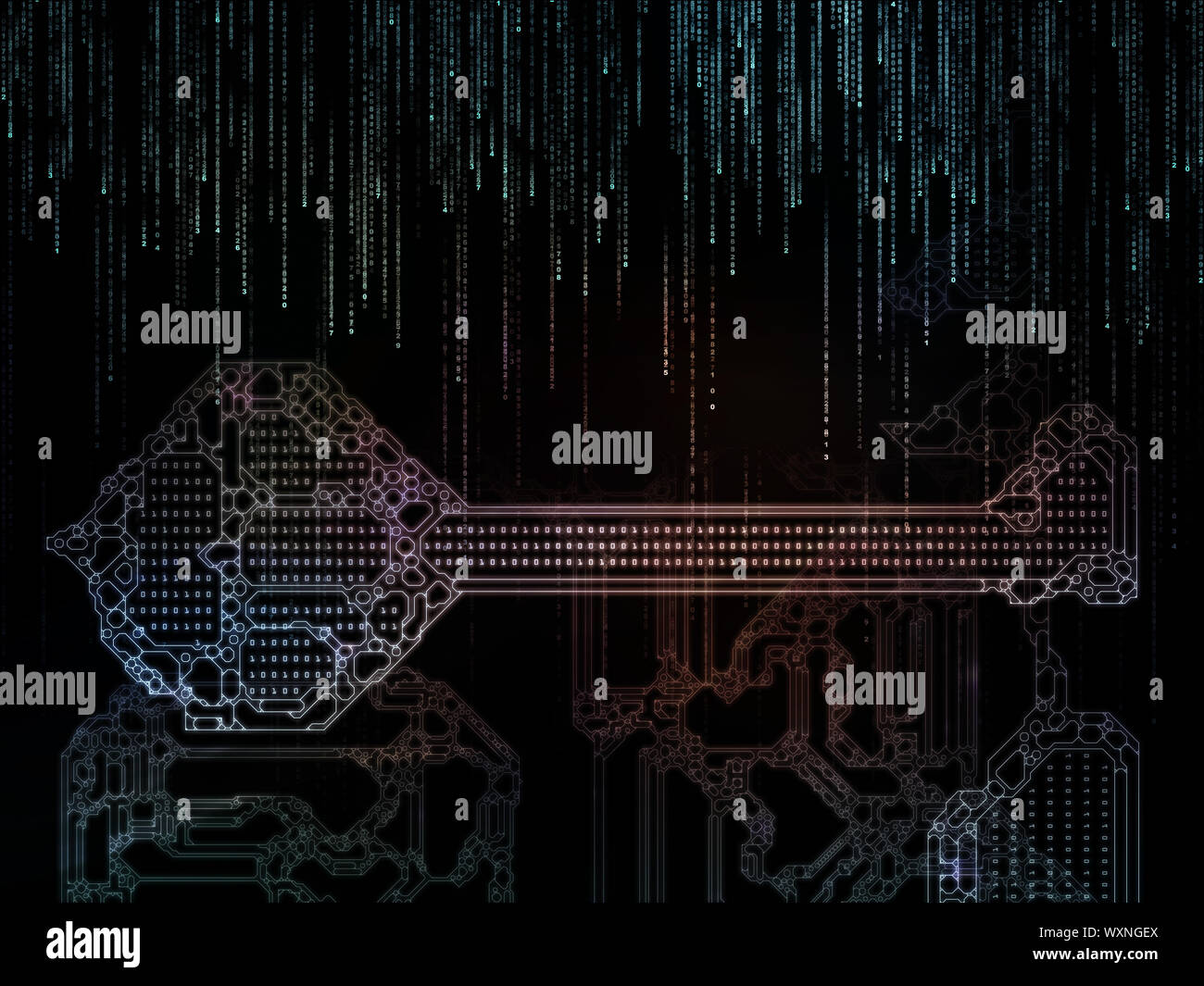Encryption Key series. Backdrop of stylized key and number symbols on ...