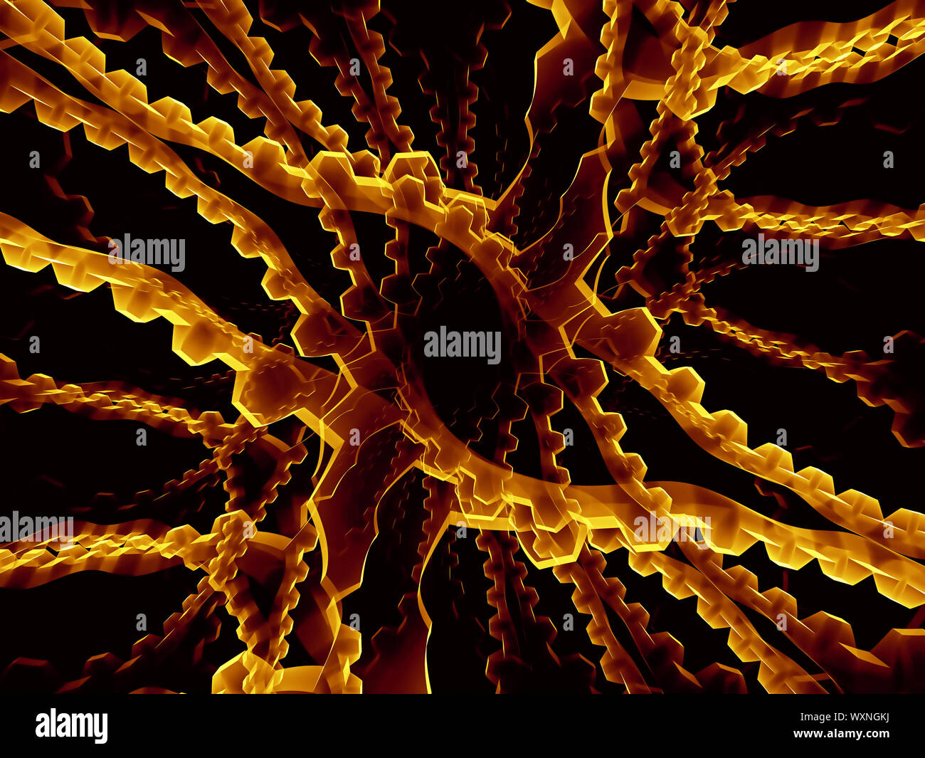 Golden Gears series. Background of golden fractal gear elements for ...