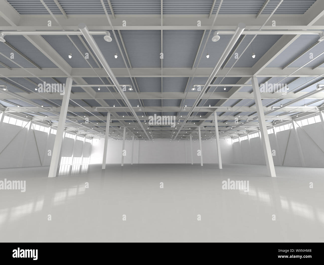 New Modern Empty Storehouse. Huge Light Empty Storehouse Stock Photo ...