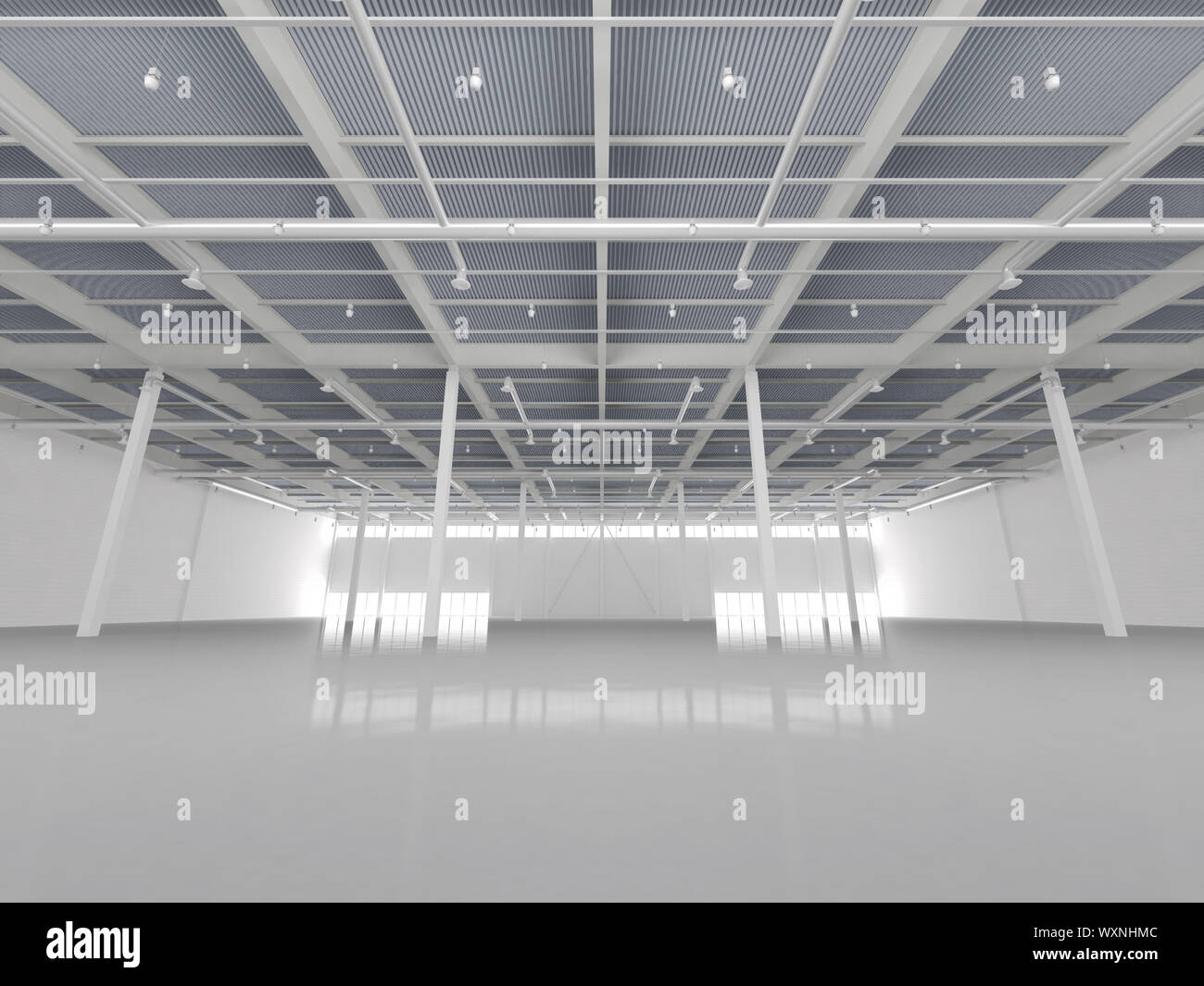 New Modern Empty Storehouse. Huge Light Empty Storehouse Stock Photo ...