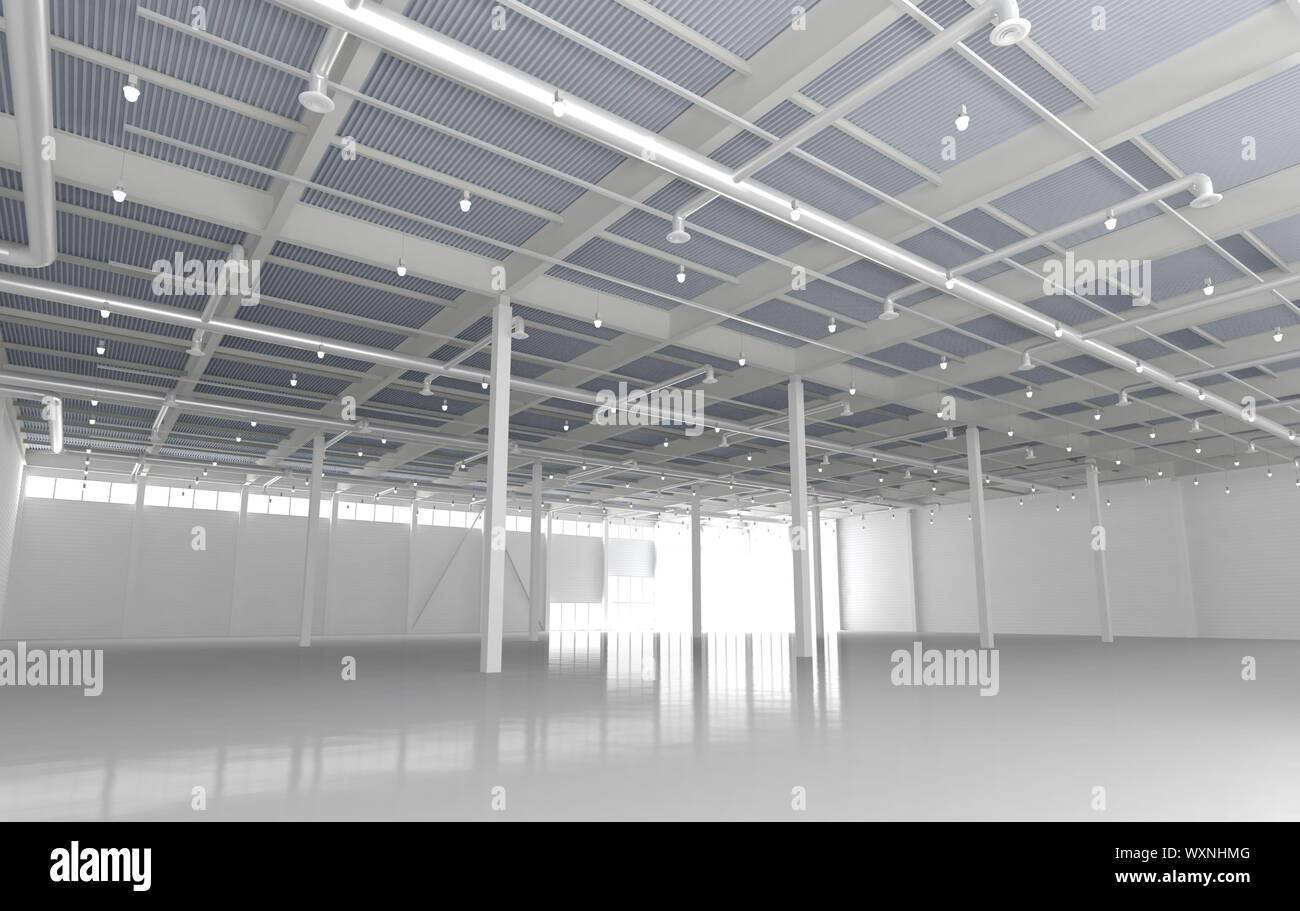 New Modern Empty Storehouse. Huge Light Empty Storehouse Stock Photo ...