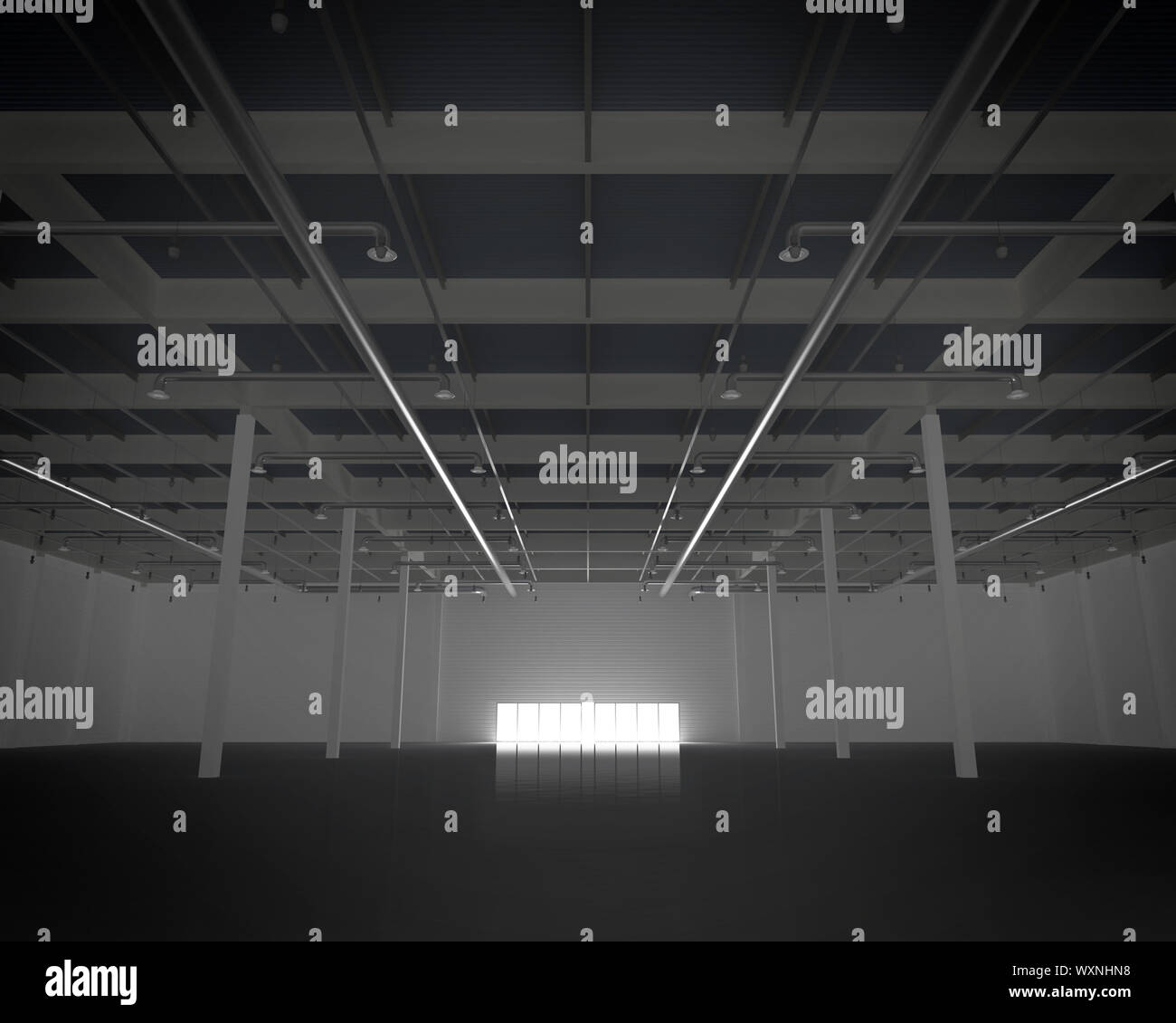 New Modern Empty Storehouse. Huge Light Empty Storehouse Stock Photo ...