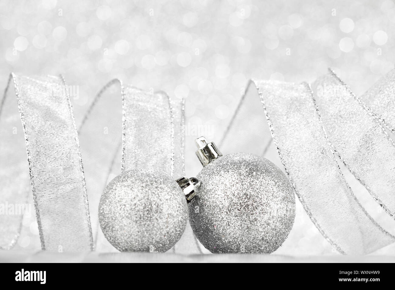 Christmas card with beautiful decoration on silver background Stock ...