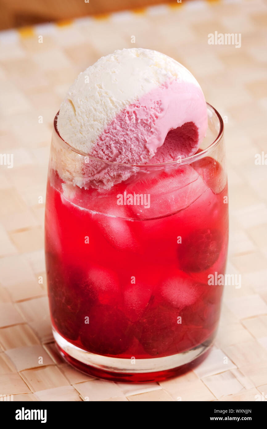 A raspberry float in an outdoor setting Stock Photo - Alamy